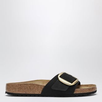 Birkenstock Madrid Big Buckle Slides schwarz aus Nubukleder