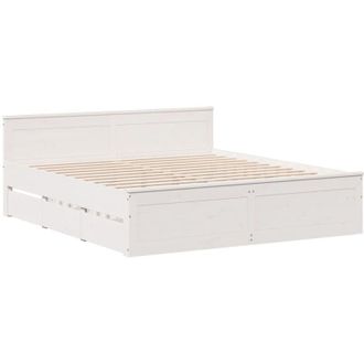 vidaXL Massivholzbett ohne Matratze mit Kopfteil Wei&szlig; 180x200 cm Vidaxl