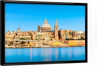 artboxONE Poster mit schwarzem Rahmen 18x13 cm St&auml;dte Valletta-Skyline, Malta - Bild Malta Europa Malta