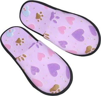 Generic L&eacute;g&egrave;re Pantoufles &agrave; Hiver Coeur color&eacute; &agrave; empreinte de patte Pantoufles Maison &eacute;l&eacute;gant Chaussons Homme pour Homme Femme Ext&eacute;rieur M