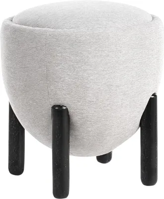 Beliani Beliani - Pouf en Lin Synth&eacute;tique Rembourr&eacute; Pieds en Bois dH&eacute;v&eacute;a Tabouret Meuble de Salon Chambre Gris Archie