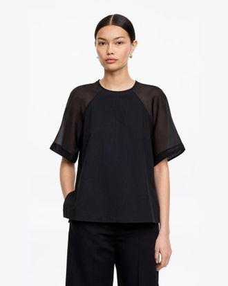 Arket Oberteil Aus Baumwolle Und Seide -Schwarz