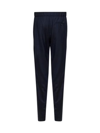 Giorgio Armani Mens Trousers Blue Chevron Wool-Cashmere Virgin Wool