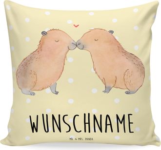 Mr. & Mrs. Panda Kopfkissen Capybara Liebe - Personalisierte Geschenke, Geschenkidee, Kissen, Paar, Beziehung, Wunschname, Name, Lustige Spr&uuml;che, Valentinstag, Persona