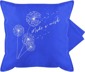 Shirtracer Kissenbezug - Statement Kissen mit Spr&uuml;chen - Pusteblume Make a wish Wei&szlig; - 50 x 50 cm - Blau - kissenh&uuml;lle grau kuschelkissen spr&uuml;che spruch dandelio