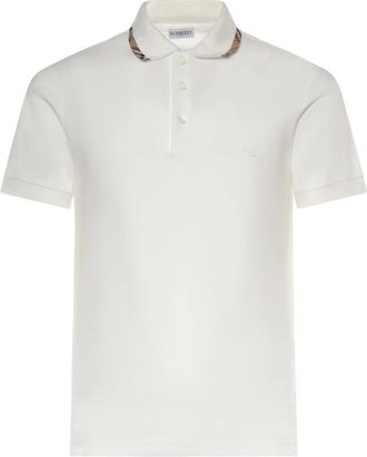 Burberry Homme, Tops, Blanc, Taille: 2XL Polo en piqu&eacute; de coton