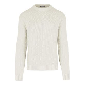Bomboogie Homme, Pulls, Blanc, Taille: M Pull ras du cou en maille point de panier m&eacute;lang&eacute; coton
