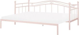 Beliani Beliani - Cadre de Lit Extensible Simple à Double 90/180 x 200 cm en Acier Rose Pastel Tulle