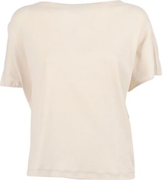 Fabiana Filippi Femme, Tops, Beige, Taille: 36 FR T-shirt Manica Aletta en Jersey C&ocirc;tel&eacute;, D&eacute;tail Maille