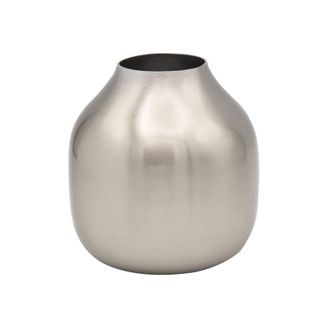 LaLe Living kleine Vase - Basit - aus Eisen in Silber, Maße Blumenvase Ø8x10cm als Mini Deko auf dem Schrank, Regal oder als Tischdeko auf deinem Esstisch
