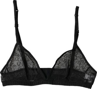 Dolce & Gabbana Femme, Sous-v&ecirc;tements, Noir, Taille: 38 FR Logo Mania Sheer Soft Cup Bra