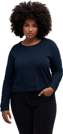 Ulla Popken Damen Cropped Sweatshirt, Marine, 58-60 EU
