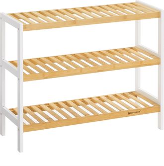 Songmics Schuhregal aus Bambus, Schuhablage mit 3 Ebenen, Schuh-Organizer, Regal f&uuml;r Schuhe, Pflanzen, B&uuml;cher, Wohnzimmer, Flur, Schlafzimmer, Badezimmer, 26 x