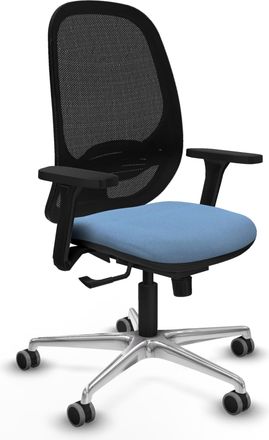 Piqueras y Crespo Cilanco Remote-Arbeitsstuhl mit 3D-Armen, h&ouml;henverstellbare Lendenwirbelst&uuml;tze, ausgestattet mit 3 Positionen und Schneideschaum, Schwarz/Himmelblau