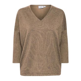 Saint Tropez V-N Pullover Atmos Melange Pull - Femme - Pulls - Brun - Taille: 40 FR