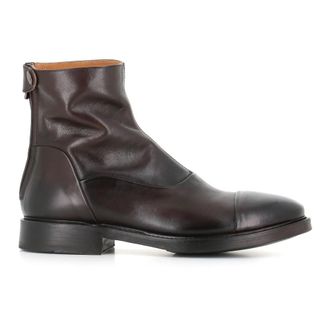 Alberto Homme, Chaussures, Brun, Taille: 42 1/2 EU Bottes en Cuir Mahogany &agrave; Zip