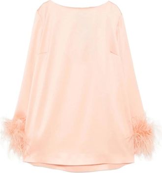 Twinset Femme, Blouses et Chemises, Rose, Taille: 38 FR Robe Twinset Encolure Bateau Manches Longues avec Bordure en Plumes