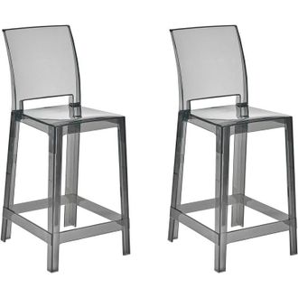 Beliani Beliani - Lot de 2 Chaises de Bar Transparentes Noires Hautes pour Cuisine Moderne Wellington
