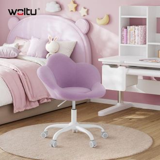 Woltu Woltu - Chaise Bureau Enfant Fauteuil Ergonomique, en Forme de P&eacute;tale, Hauteur R&eacute;glable, Violet Clair