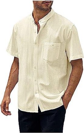 Generic Chemise d&eacute;contract&eacute;e &agrave; manches courtes pour homme, chemise classique confortable tendance et vintage, hauts basiques essentiels, hauts l&eacute;gers et respi