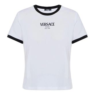 Versace Stretch Viscose-Jersey T-Shirt - - Tops - Damen - Wei&szlig; - M