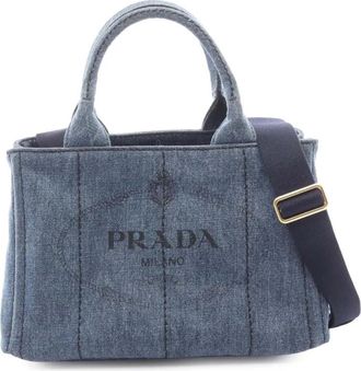 Prada 2010-2025 Denim Canapa Logo satchel - Blau