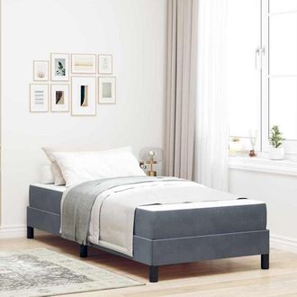 vidaXL Boxspringbett mit Matratze Dunkelgrau 90 x 200 cm Samt Vidaxl