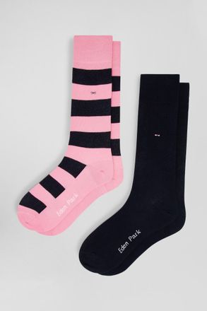 Eden Park Lot De 2 Paires De Chaussettes Cercl&eacute;es Rose Et Marine En Coton Stretch
