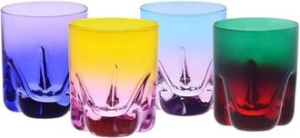 Krosno Whisky-, Drink- und Cocktailgl&auml;ser 250 ml - Set mit 4 Gl&auml;sern in 4 einzigartigen Farben - Aurora-Kollektion - Bleifreier Kristall - Handbemalt