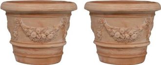 Biscottini International Set mit 2 Pflanzgef&auml;&szlig;en f&uuml;r den Au&szlig;enbereich, L 40,5 x T 40,5 x H 30,5 cm, hergestellt in Italien, gro&szlig;e Terrakotta-T&ouml;pfe f&uuml;r den Au&szlig;enbereich, gro&szlig;e 
