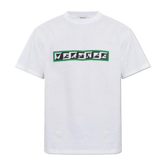 Versace Baumwoll-T-Shirt mit Print - - Tops - Herren - Wei&szlig; - L