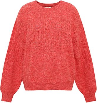 Mavi Damen Crew Neck Sweater, Cranberry, XL