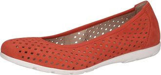Caprice Damen Ballerinas aus Leder Bequem, Orange (Orange Suede), 38 EU