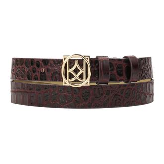 Kazar Burgunderroter gepr&auml;gter Muster-G&uuml;rtel mit monogrammierten Schnalle - - Accessories - Damen - Braun - 100 CM