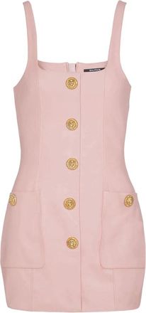 Balmain Femme, Robes, Rose, Taille: 34 FR Mini-robe en cuir rehauss&eacute;e de boutons