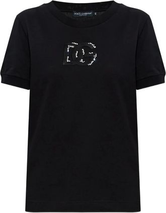 Dolce & Gabbana Femme, Tops, Noir, Taille: 34 FR T-Shirt M/Corta Giro