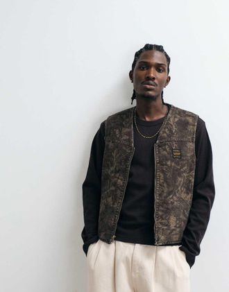 Levi's Wokwear gilet en jean camouflage Saratoga kaki-Vert