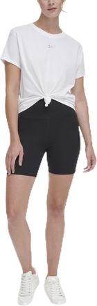 DKNY Womens Metallic Bubble Logo Shirt, White, X-Large