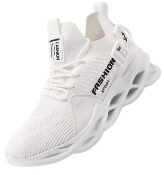 AARDIMI Herren Laufschuhe Fitness stra&szlig;enlaufschuhe Sneaker Sportschuhe atmungsaktiv Anti-Rutsche Gym Fitness Schuhe (Wei&szlig;, Numeric_40)