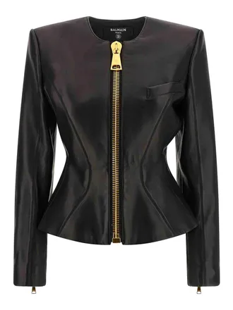 Balmain Lederjacke - Schwarz