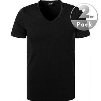 HUGO BOSS Herren T-Shirts schwarz Baumwolle unifarben