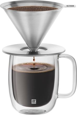 Zwilling Z1024-006 Edelstahl Kaffeebecher Set, Doppelwandiges Glas, Kaffeebecher, hitzebest&auml;ndig, K&auml;ltehaltung, papierlos, sp&uuml;lmaschinenfest, f&uuml;r 1 bis 4 Tasse