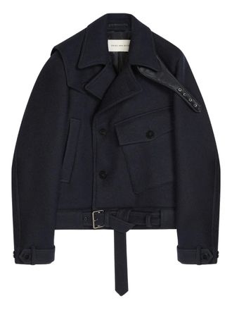 Dries Van Noten Doppelreihiger Mantel mit Gürtel - Schwarz