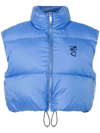 Moschino gilet matelass&eacute; &agrave; coupe crop - Bleu