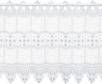 Plauener Spitze by Modespitze, Store Bistro Gardine Scheibengardine mit Stangendurchzug, hochwertige Stickerei, Höhe 45 cm, Breite 144 cm, Weiß