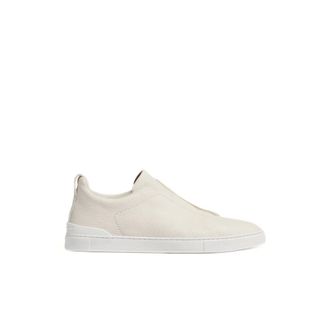 Ermenegildo Zegna Homme, Chaussures, Blanc, Taille: 41 1/2 EU Triple Stitch Off-White Deerskin Baskets