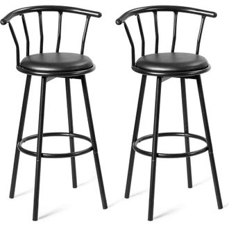 Costway Barhocker 2er Set, Barstuhl mit R&uuml;ckenlehne und Fussst&uuml;tze, 360&deg; drehbar, Sitzhoehe 72 cm, Drehhocker Tresenhocker Bistrohocker K&uuml;chenhocker