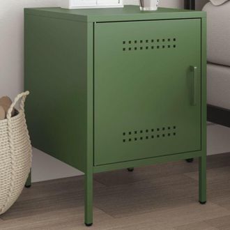 vidaXL Table de chevet vert olive 36x39x50,5 cm acier Vidaxl