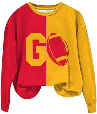 Generic Sweat-shirt pour femme - Imprim&eacute; graphique britannique - Haut surdimensionn&eacute; - Col rond - Manches longues - Automne - Hiver - D&eacute;contract&eacute; - Confortabl