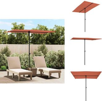 vidaXL Parasol de jardin avec m&acirc;t en aluminium 2x1,5 m Terre cuite - Parasol De Jardin - Parasol Rectangulaire - Parasol Terrasse - Ombrage Ext&eacute;rieur